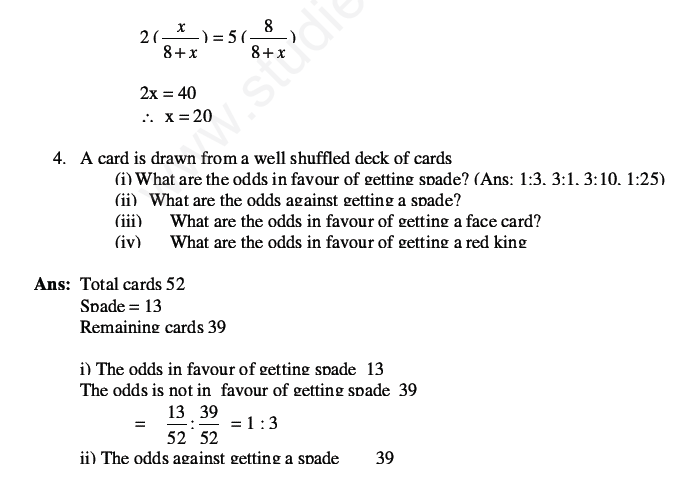 CBSE Class 10 Mathematics Probability Assignment Set C